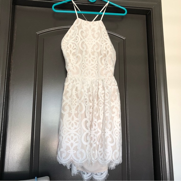 Tobi | Dresses | Tobi Whitecream Lace Open Back Mini Dress With ...